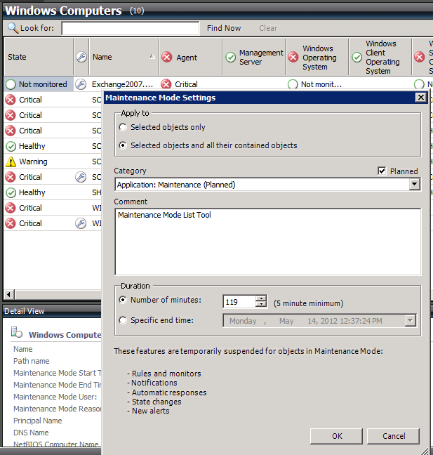 SCOM maintenance mode setting for list of servers – Mark Manty Blog